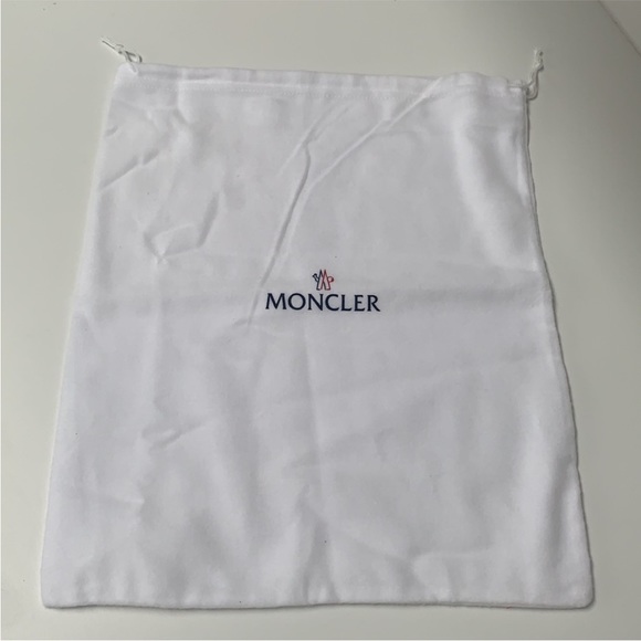 Moncler | Other | Nwot Moncler White Cotton Flannel Navy Logo Shoe Dust ...